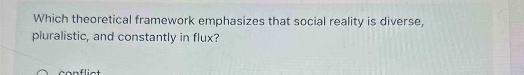 Solved Which theoretical framework emphasizes that social | Chegg.com