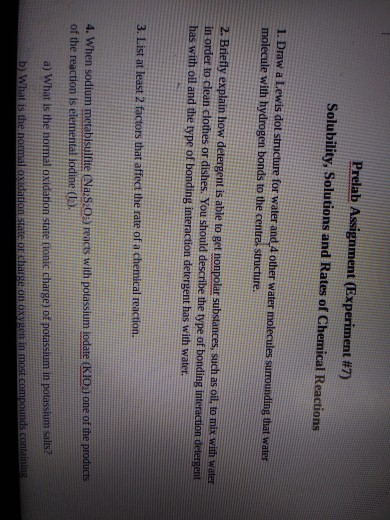 Solved Prelab Assignment (Experiment #7) Solubility, | Chegg.com