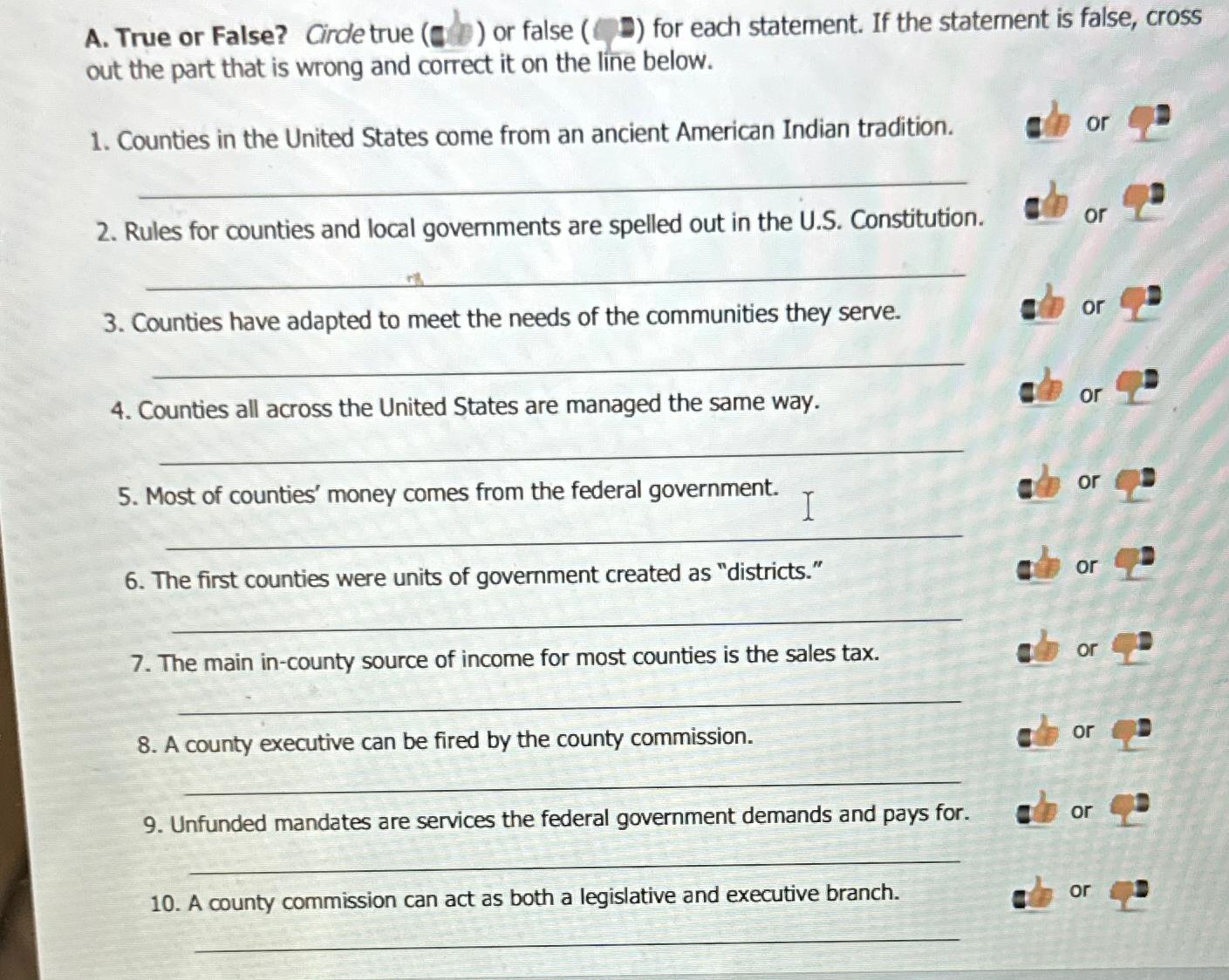 Solved A. ﻿True or False? Cirde true (b) ) ﻿or false (D) | Chegg.com