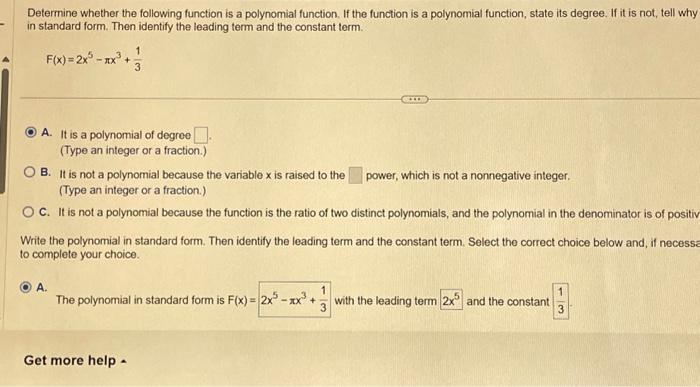 Solved Determine whether the following function is a | Chegg.com