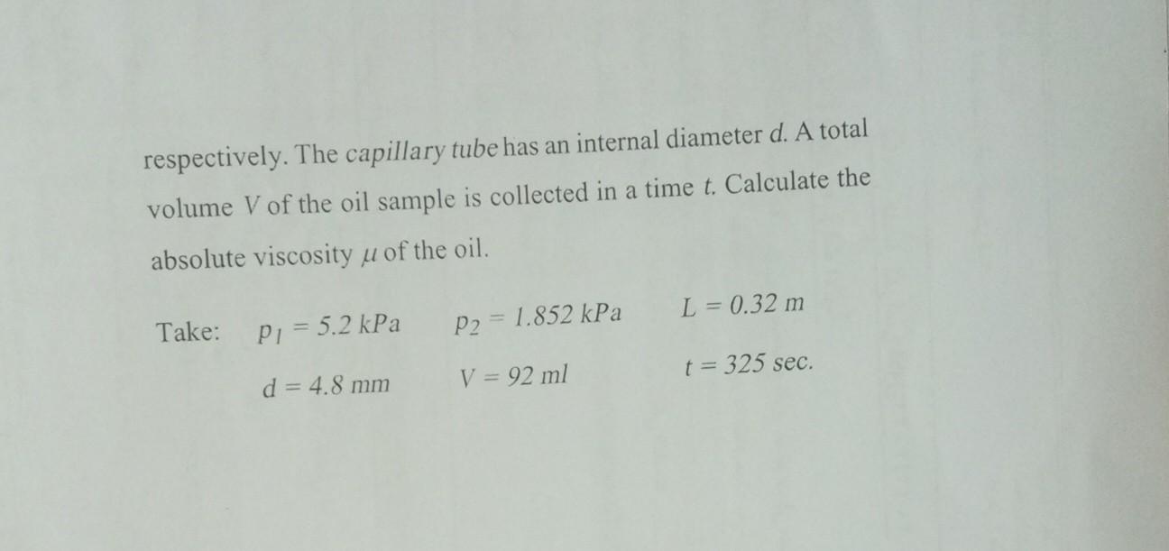 a. When testing for the absolute viscosity w of a | Chegg.com