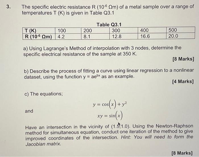 Solved The specific electric resistance R(10−6Ωm) of a metal | Chegg.com