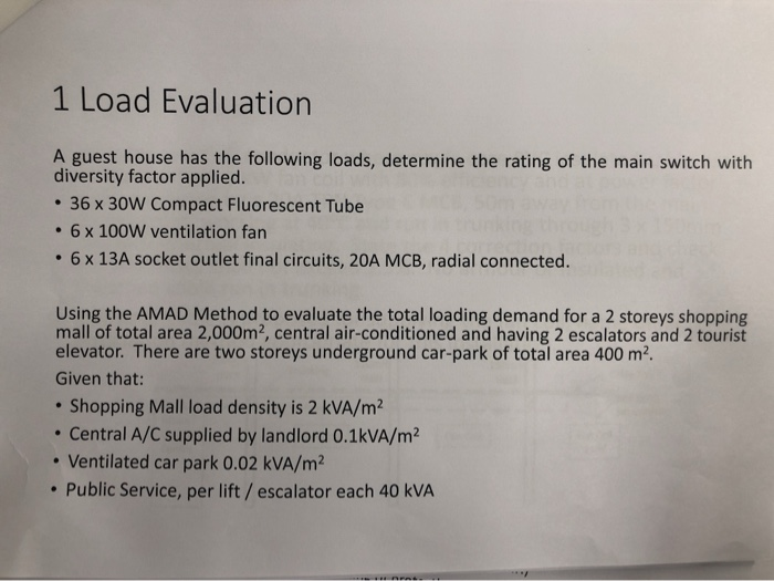 Solved 1 Load Evaluation A guest house has the following | Chegg.com