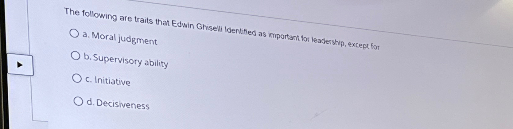 Solved The following are traits that Edwin Ghiselli | Chegg.com
