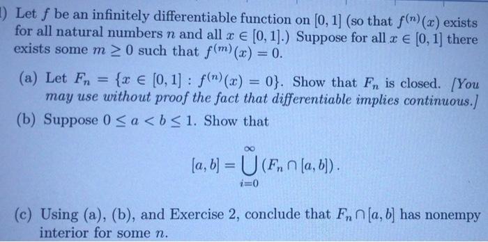 Solved 1) Let f be an infinitely differentiable function on | Chegg.com