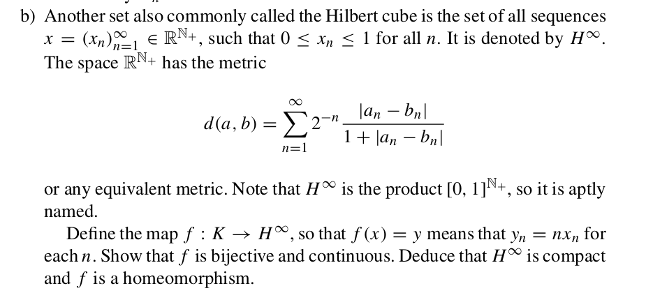 Solved b) ﻿Another set also commonly called the Hilbert cube | Chegg.com