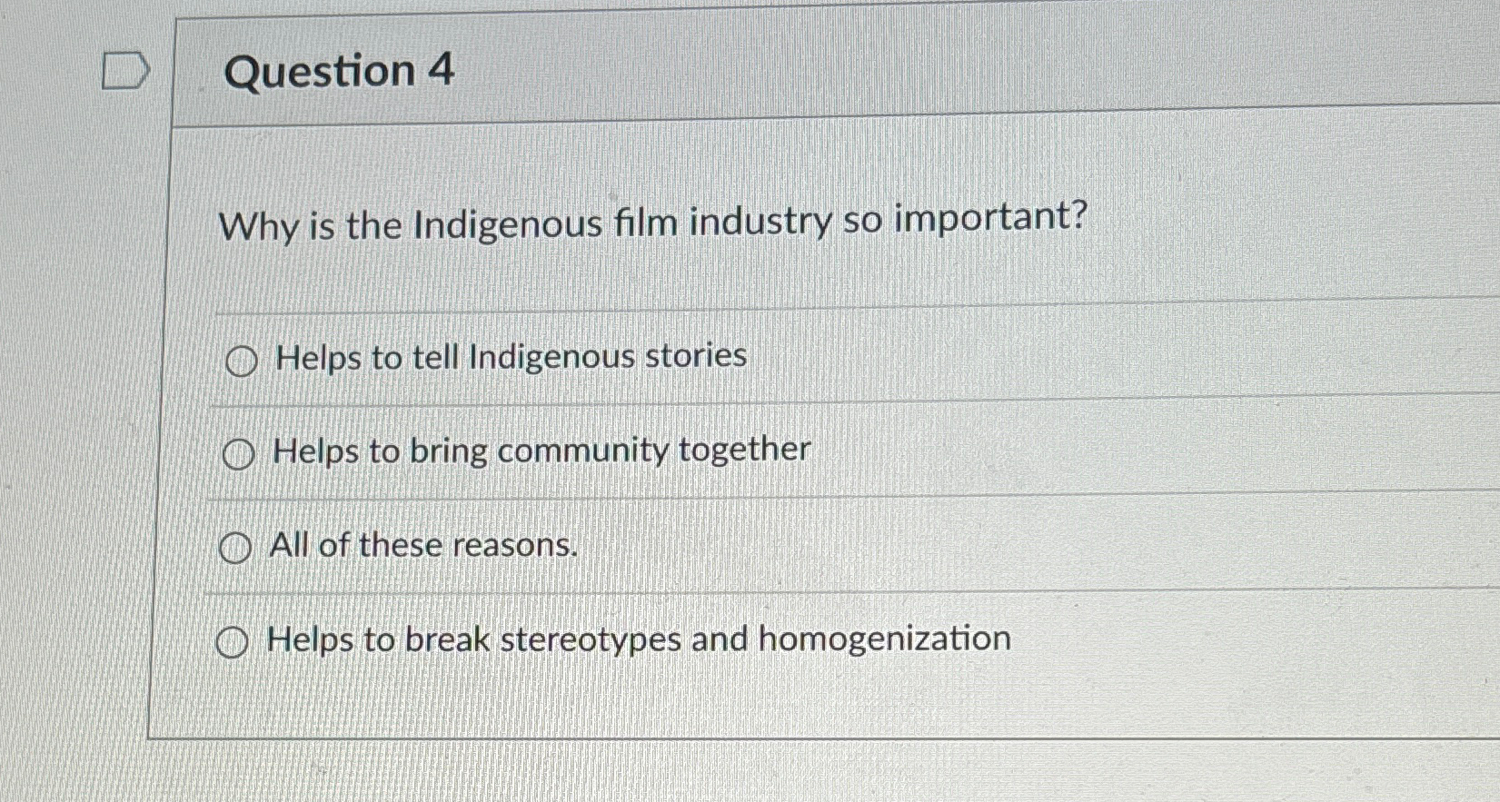 Solved Question 4Why is the Indigenous film industry so | Chegg.com