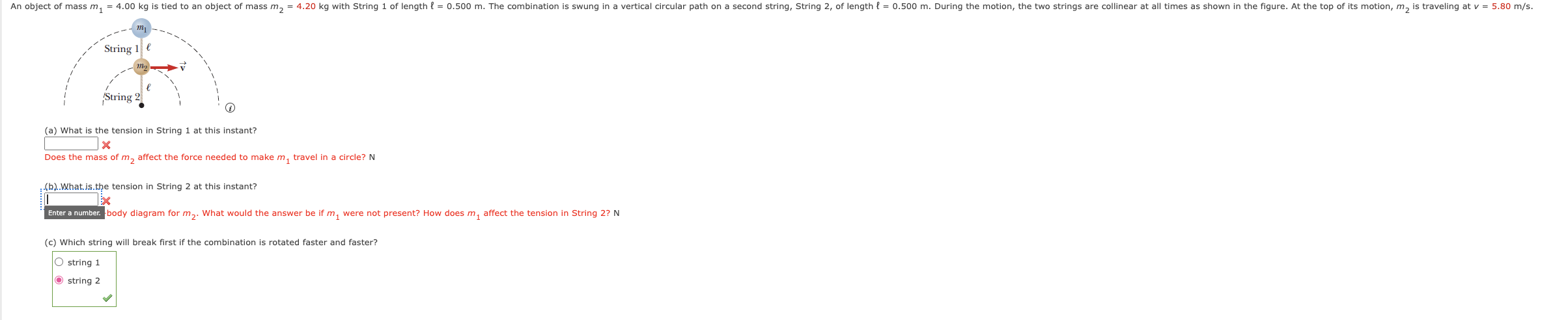 Solved (a) ﻿What is the tension in String 1 ﻿at this | Chegg.com