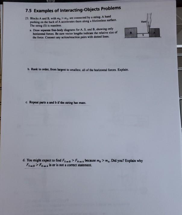 Solved Hand 7.5 Examples of Interacting-Objects Problems 23. | Chegg.com