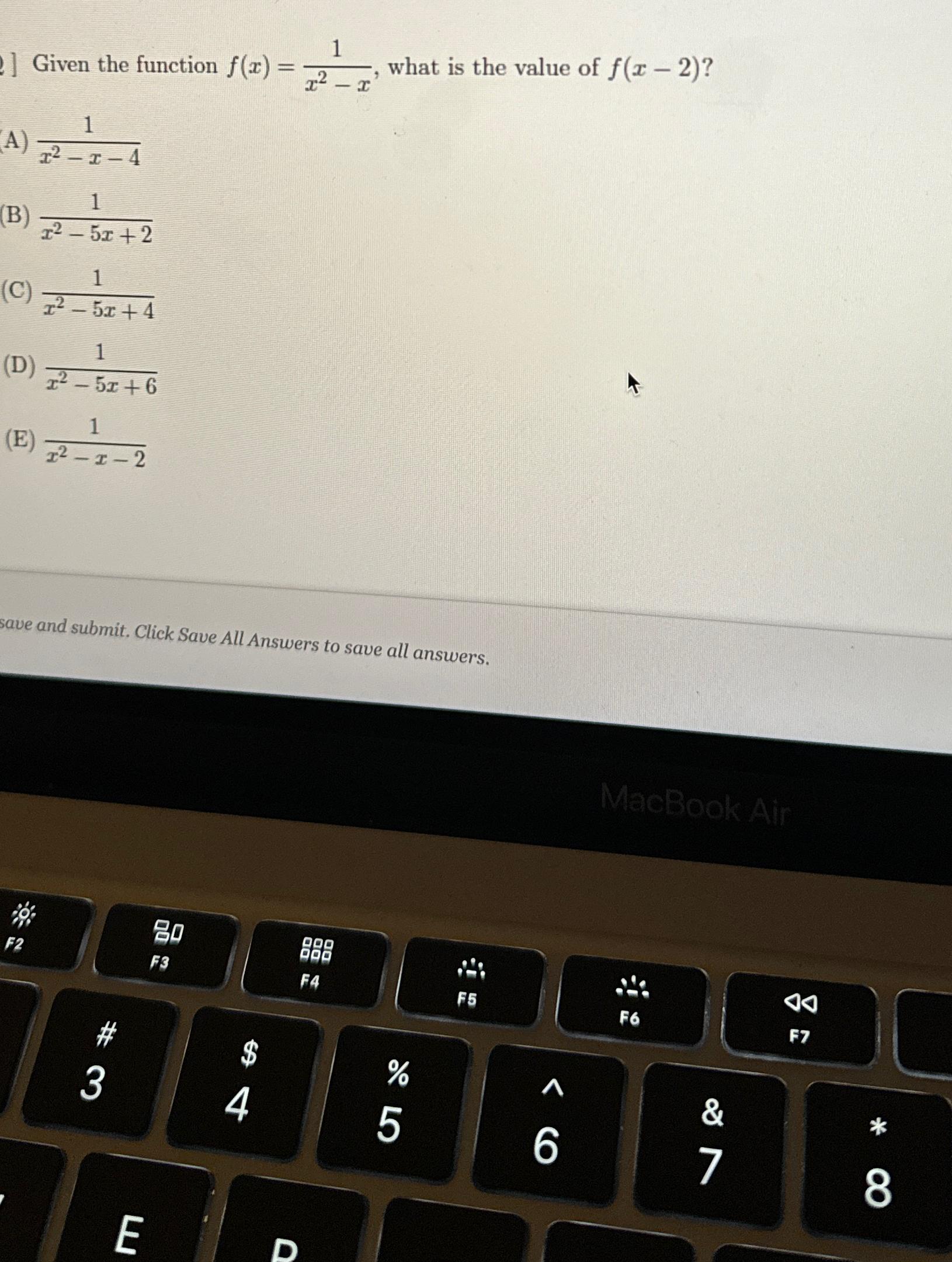 Solved Given the function f(x)=1x2-x, ﻿what is the value of | Chegg.com