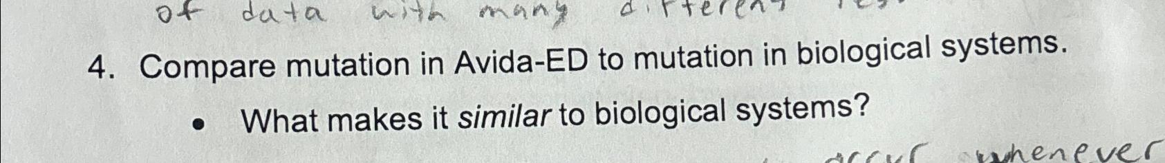 Solved Compare mutation in Avida-ED to mutation in | Chegg.com