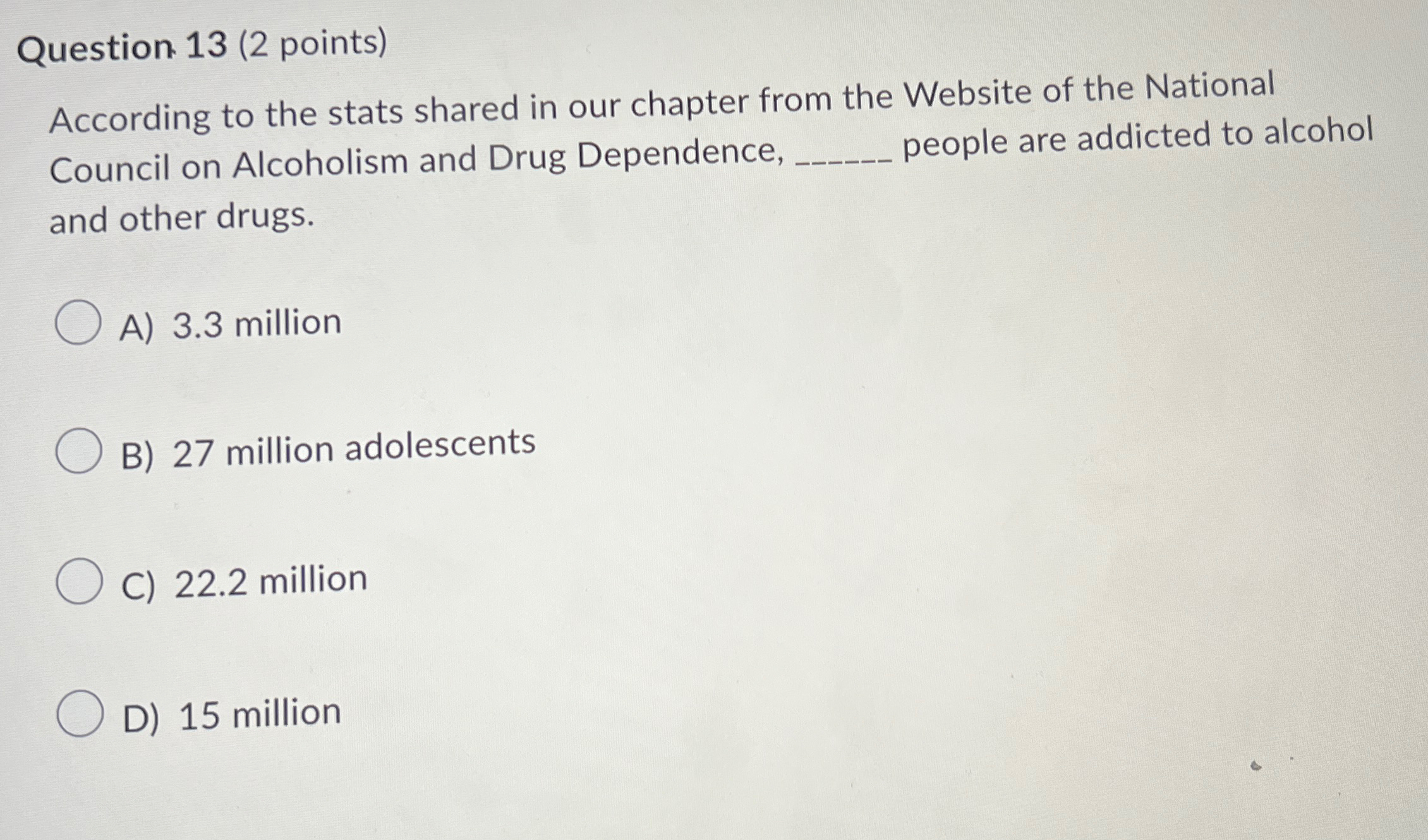 Solved Question 13 (2 ﻿points)According to the stats shared | Chegg.com