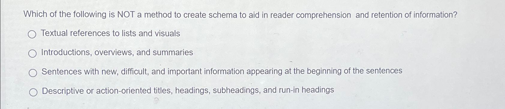 Solved Which of the following is NOT a method to create | Chegg.com