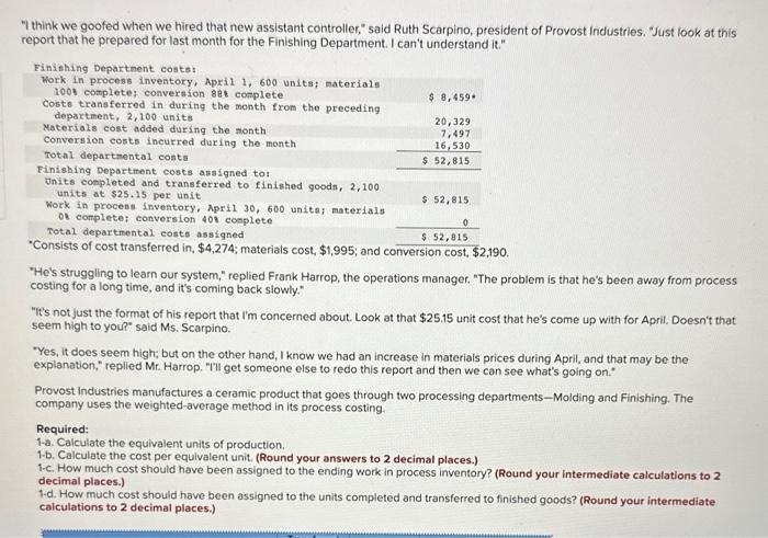 "I think we goofed when we hired that new assistant | Chegg.com