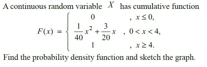 Solved A continuous random variable x ﻿has cumulative | Chegg.com