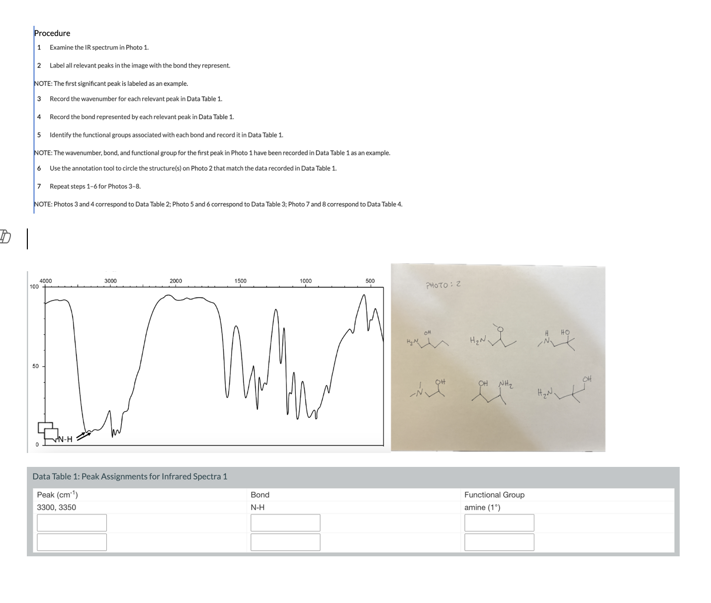 Solved Procedure 1 ﻿Examine the IR spectrum 2 ﻿Label all | Chegg.com