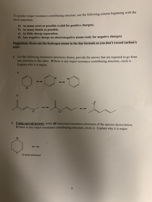 Solved To predict major resonance contributing structure, | Chegg.com