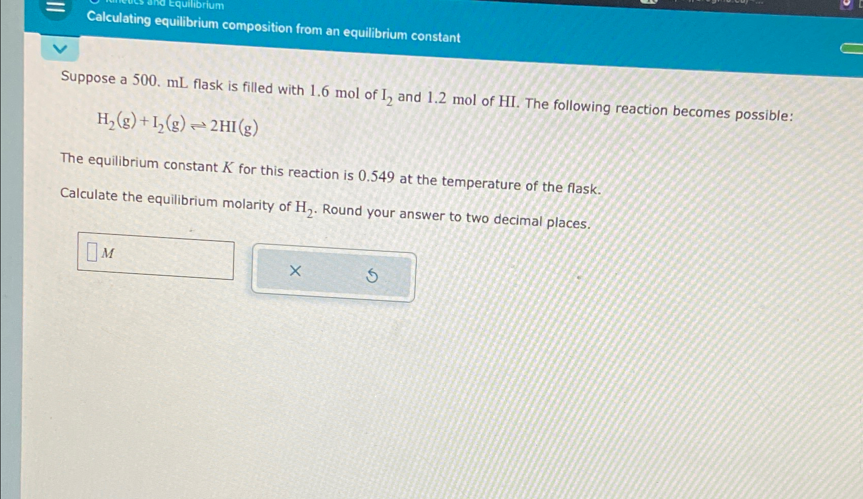 Solved Calculating equilibrium composition from an | Chegg.com