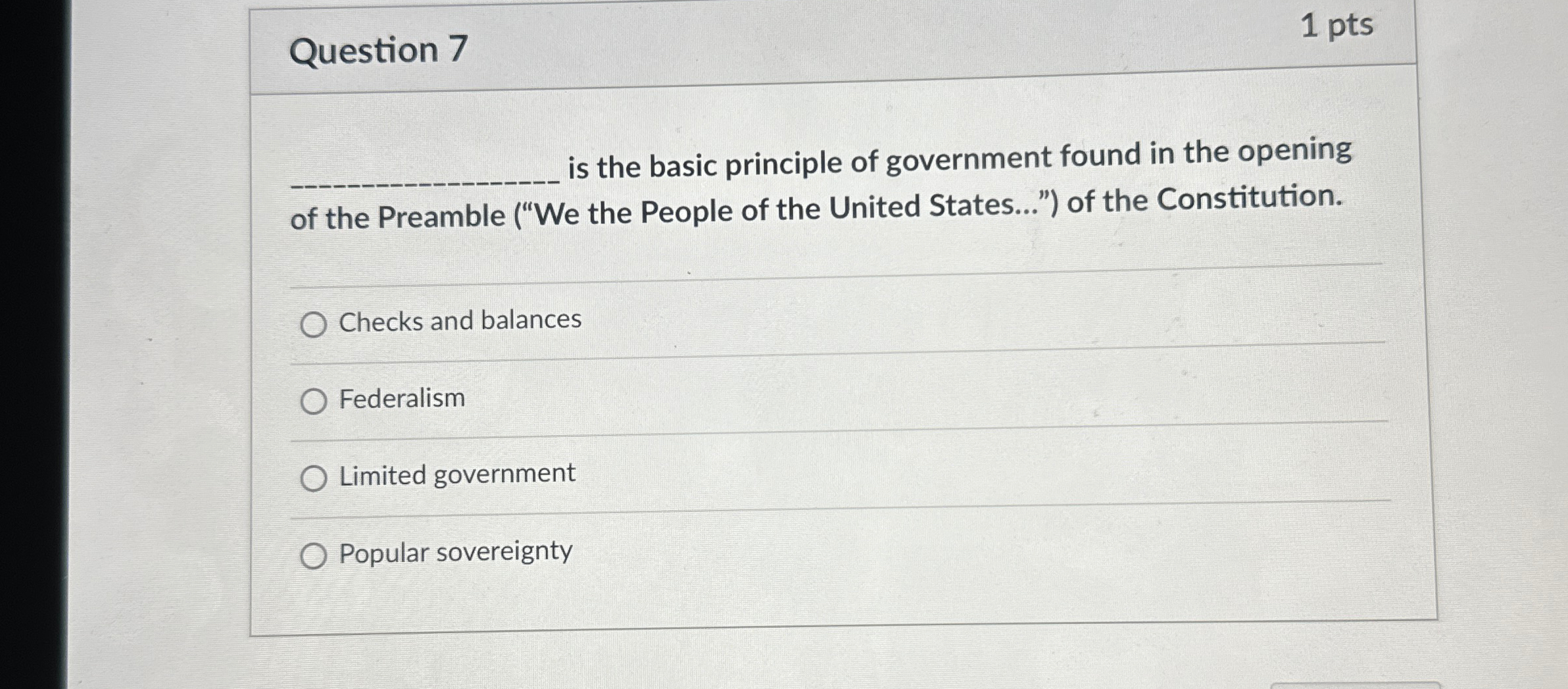 Solved Question 71 ﻿ptsis the basic principle of government | Chegg.com