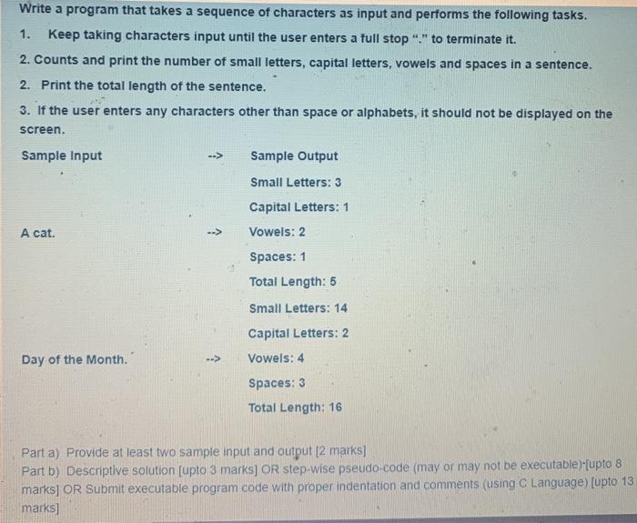 Solved Write a program that takes a sequence of characters | Chegg.com