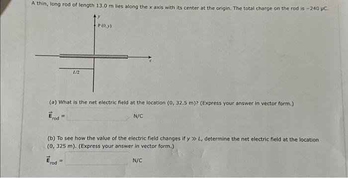 Solved A thin, long rod of length 13.0 m lies along the x | Chegg.com