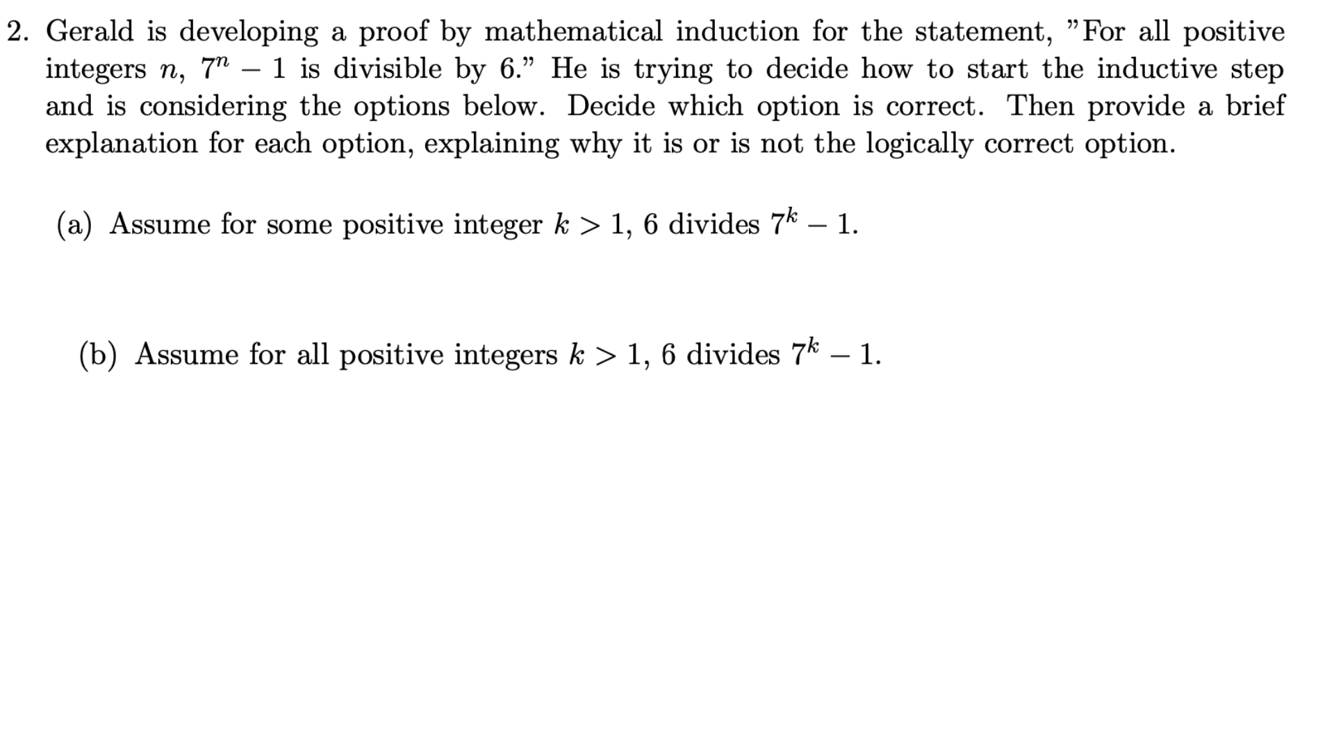 Solved Gerald is developing a proof by mathematical | Chegg.com