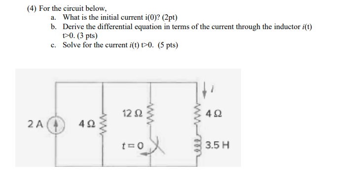 Solved (4) ﻿For the circuit below,a. ﻿What is the initial | Chegg.com