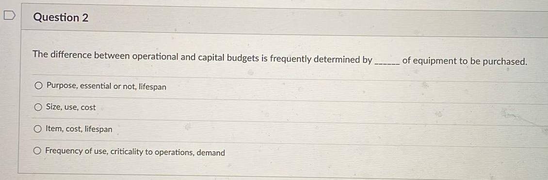 Solved Question 2The difference between operational and | Chegg.com