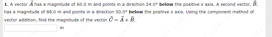 Solved 1.1A vector vec(A) ﻿has a magnitude of 60.0m ﻿and | Chegg.com