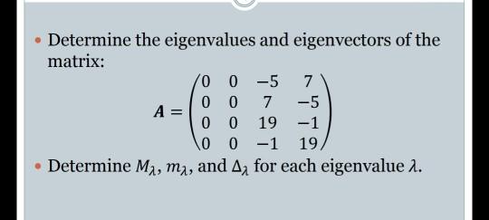 Solved • Determine the eigenvalues and eigenvectors of the | Chegg.com