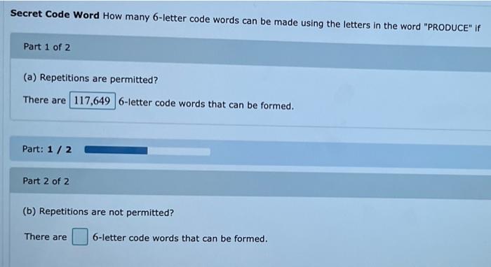 Solved Secret Code Word How many 6-letter code words can be | Chegg.com