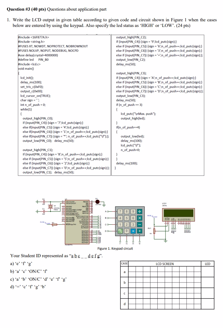 Question #3 (40 ﻿pts) ﻿Questions about application | Chegg.com