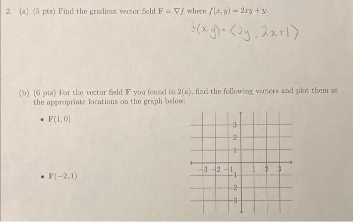 (a) (5 pts) Find the gradient vector field F=∇f where | Chegg.com