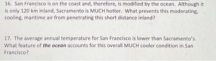 Solved 15. Csa and Csb climates differ in their highest | Chegg.com