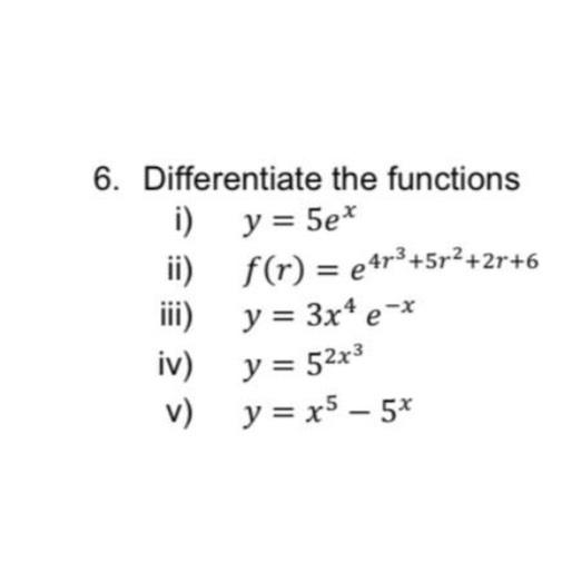 Solved Topic: DerivatativeDifferentiate the | Chegg.com