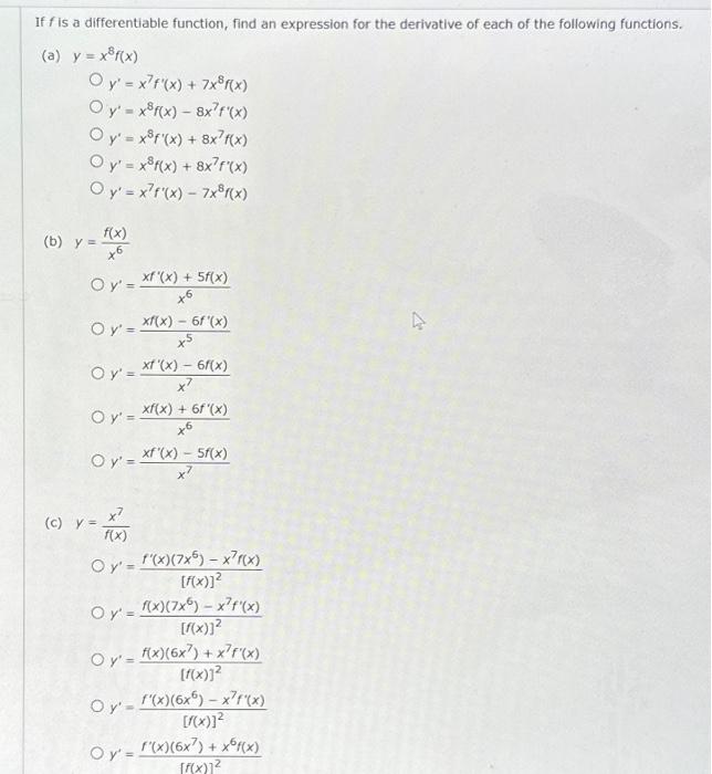 Solved If f is a differentiable function, find an expression | Chegg.com