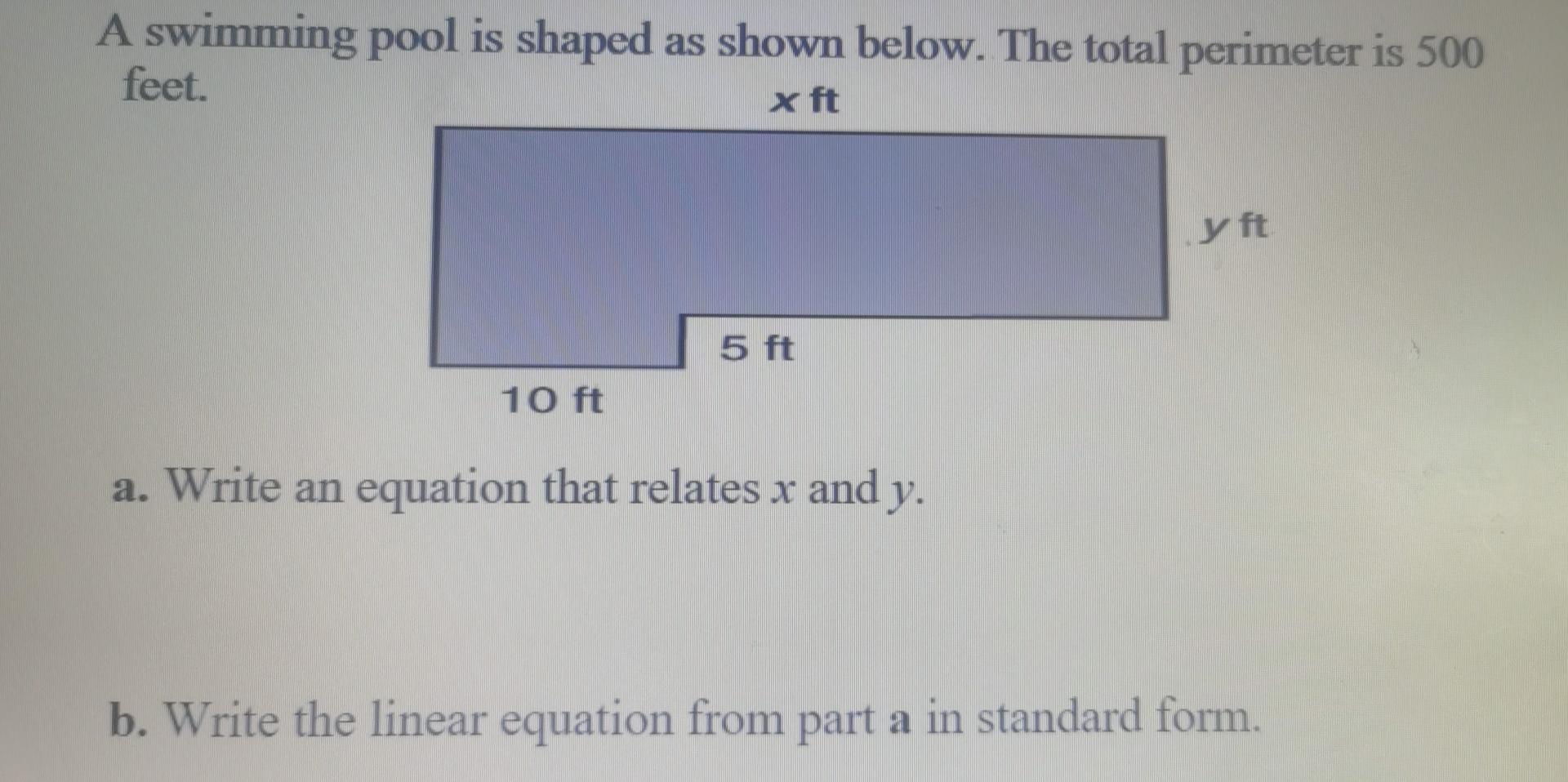 Solved A swimming pool is shaped as shown below. The total | Chegg.com