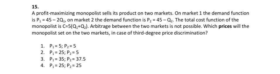 Solved A profit-maximizing monopolist sells its product on | Chegg.com