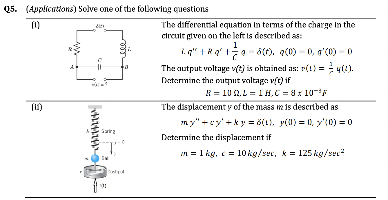 Solved Q5. (Applications) ﻿Solve one of the following | Chegg.com
