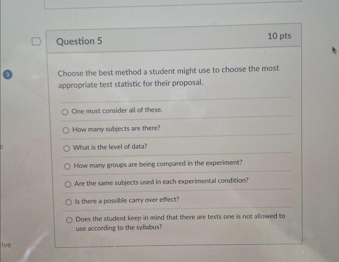 Solved Choose the best method a student might use to choose | Chegg.com