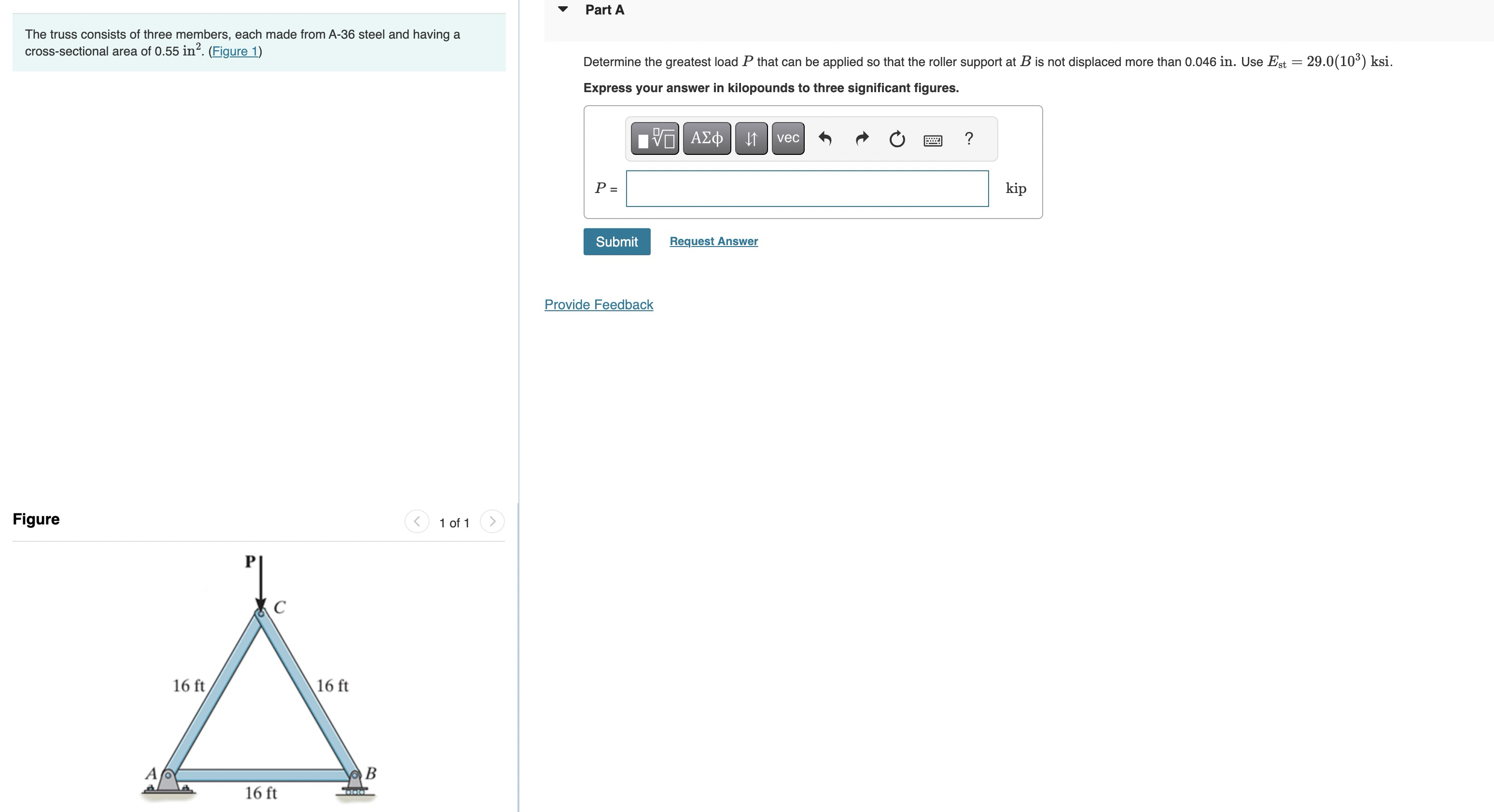 Solved The truss consists of three members, each made from | Chegg.com