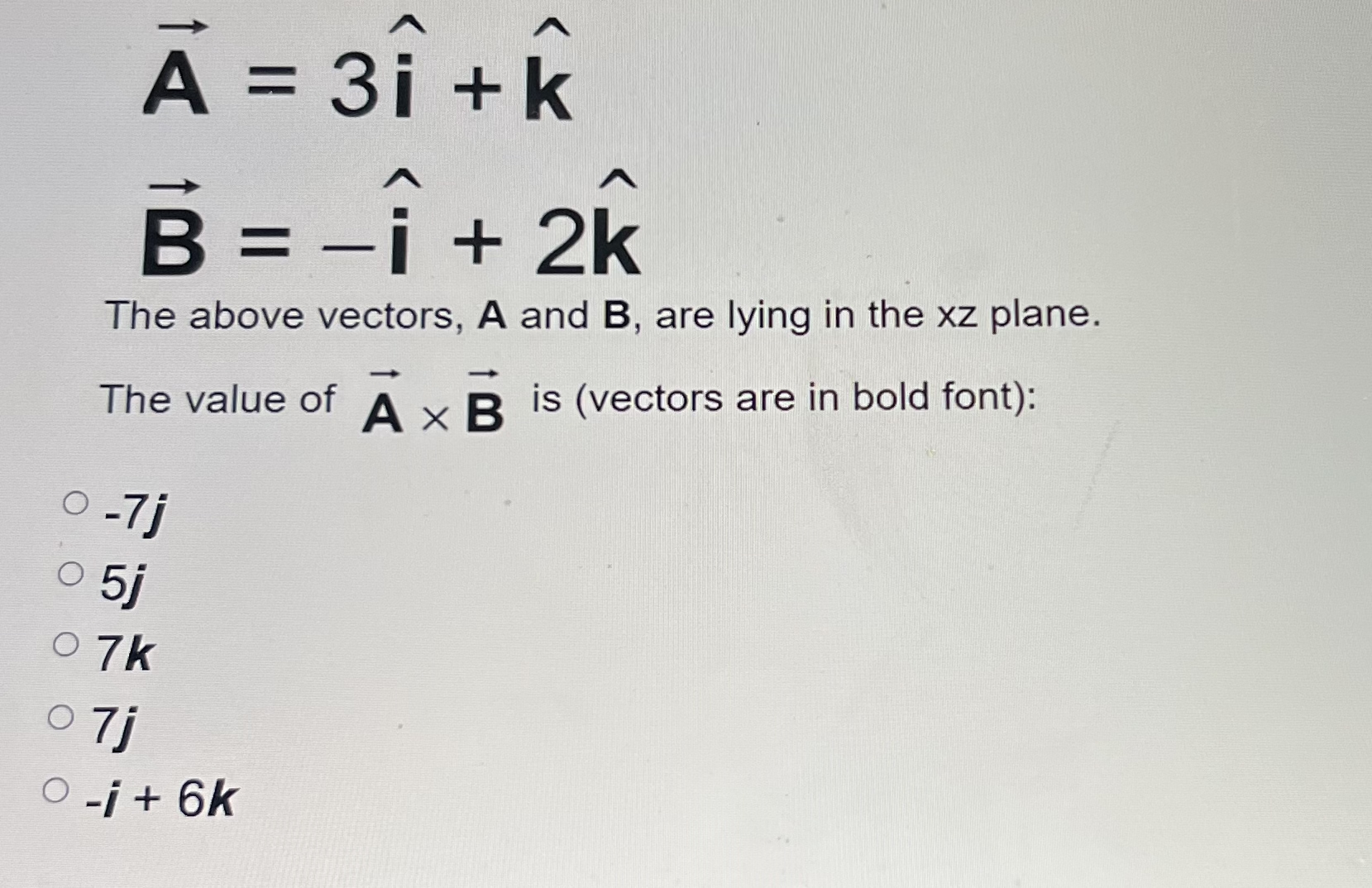 Solved vec(A)=3hat(i)+hat(k)vec(B)=-hat(i)+2hat(k)The above | Chegg.com
