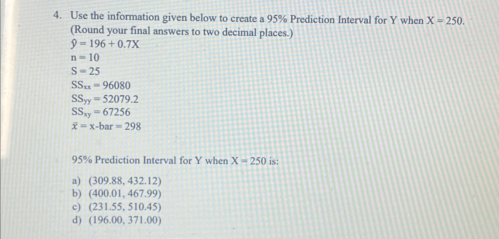 Solved Use the information given below to create a 95% | Chegg.com