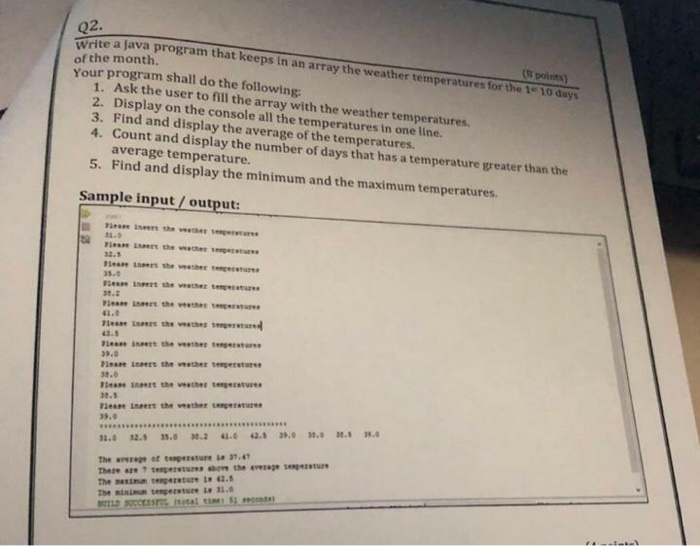 Solved Q2. Write a lava program that keeps in an array the | Chegg.com