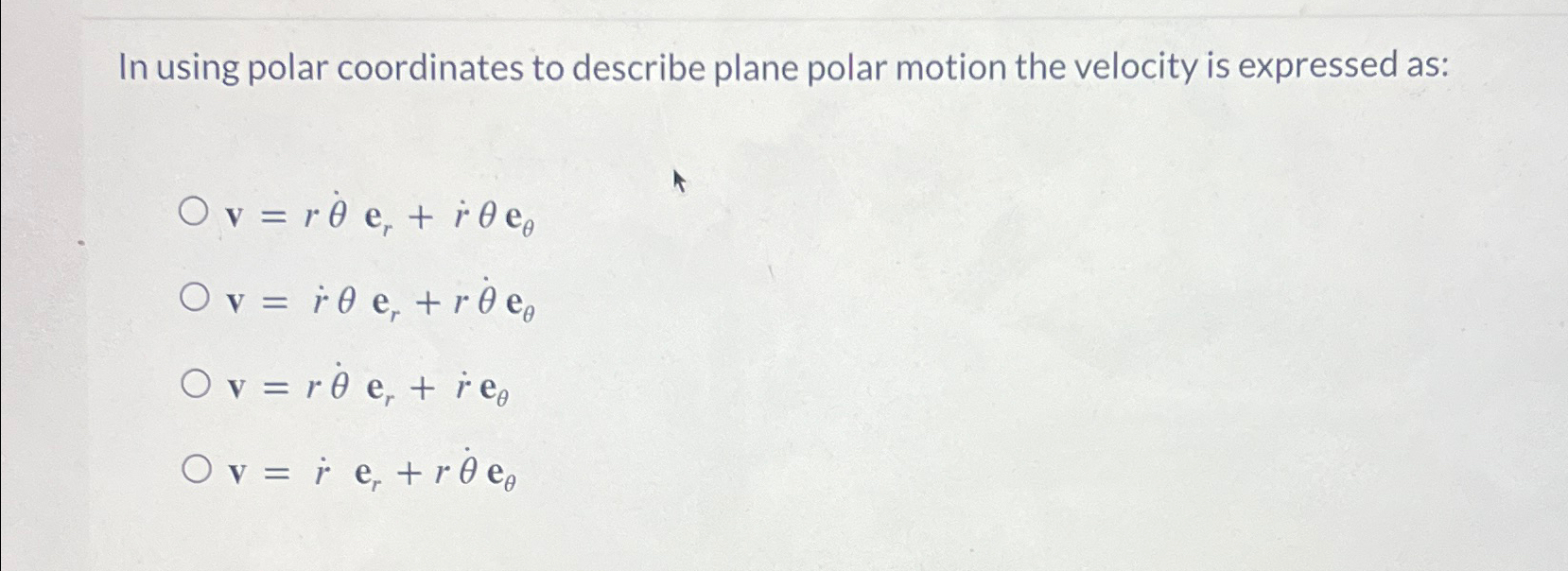 Solved In using polar coordinates to describe plane polar | Chegg.com