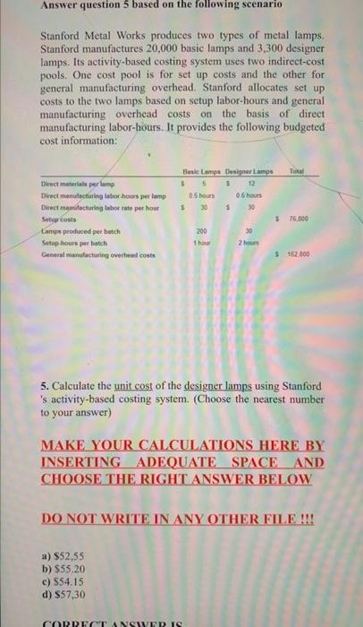 Solved Answer question 5 based on the following scenario | Chegg.com