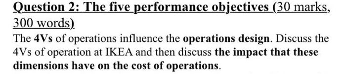 Solved Question 2: The five performance objectives (30 | Chegg.com