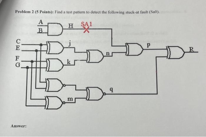 Solved Problem 2 (5 Points): Find a test pattern to detect | Chegg.com