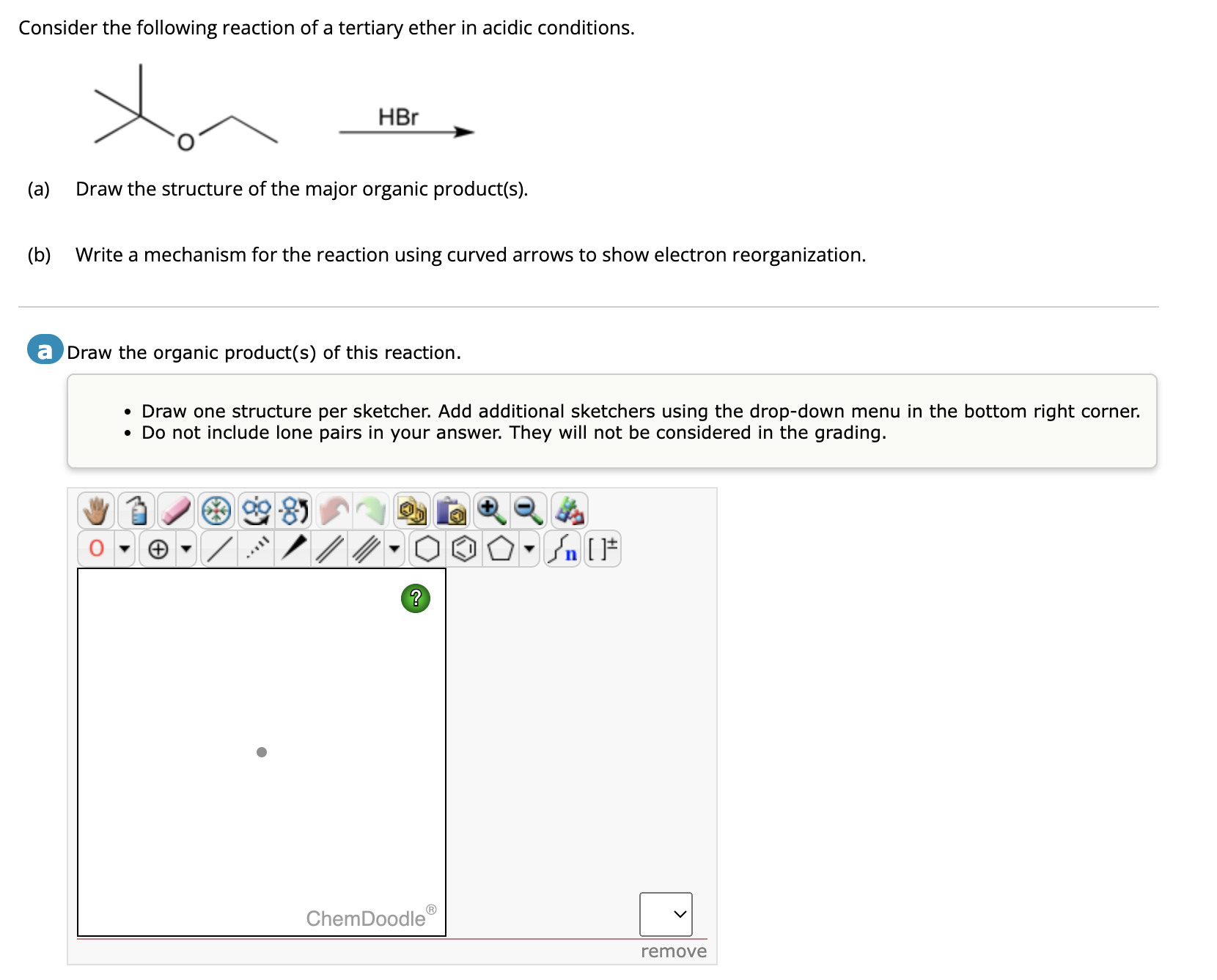 Solved Consider the following reaction of a tertiary ether | Chegg.com