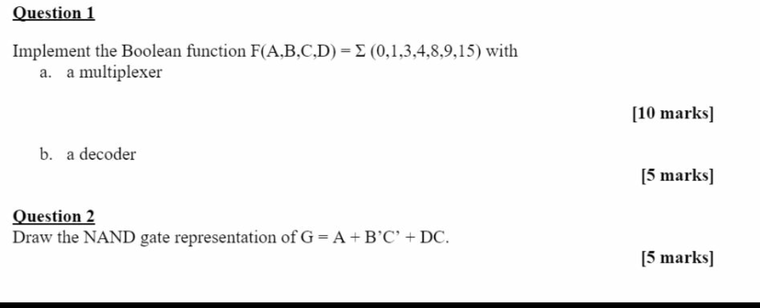 Implement The Boolean Function F A B C D